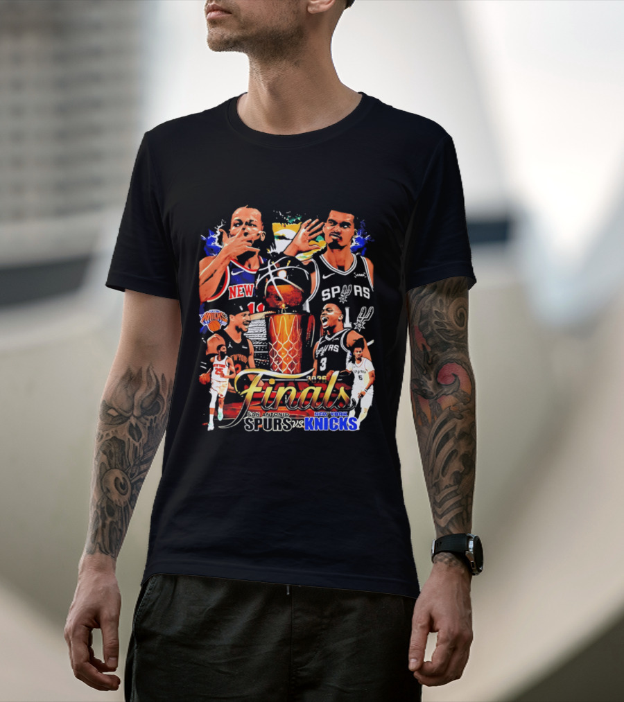 NY Knicks Finals Jalen Brunson Spurs Victor Wembanyama Basketball Matchup T-Shirt