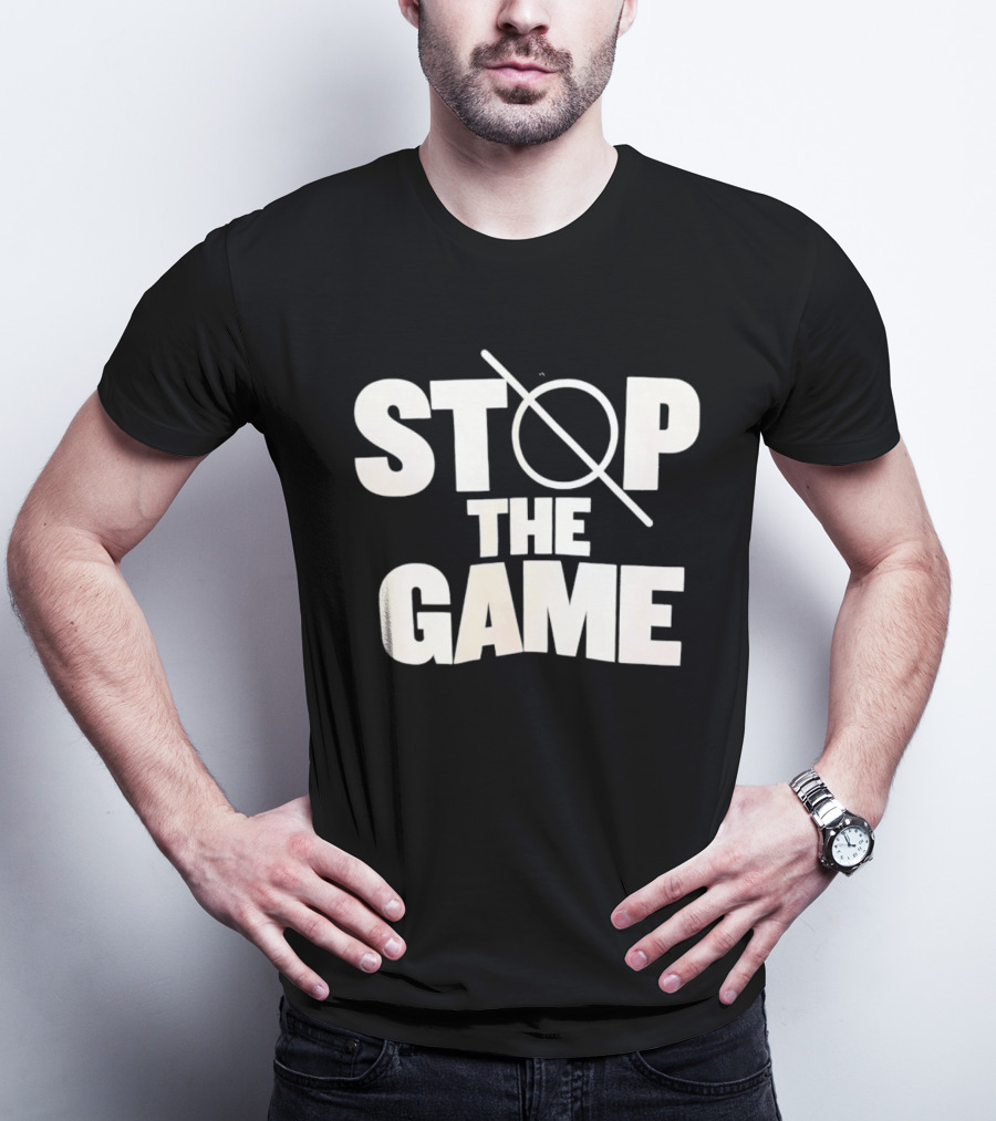 STOP THE GAME Minimalist Text With Circle Slash T-Shirt