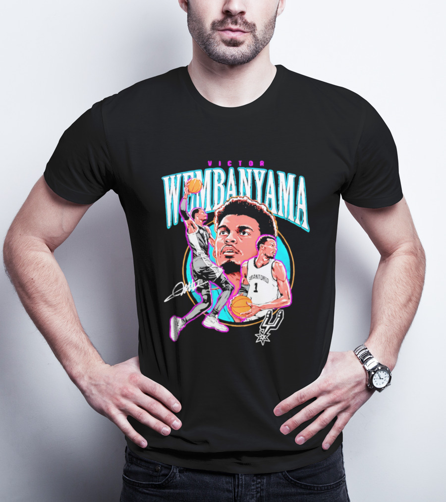 Victor Wembanyama San Antonio Spurs Basketball Player NBA Signature T-Shirt