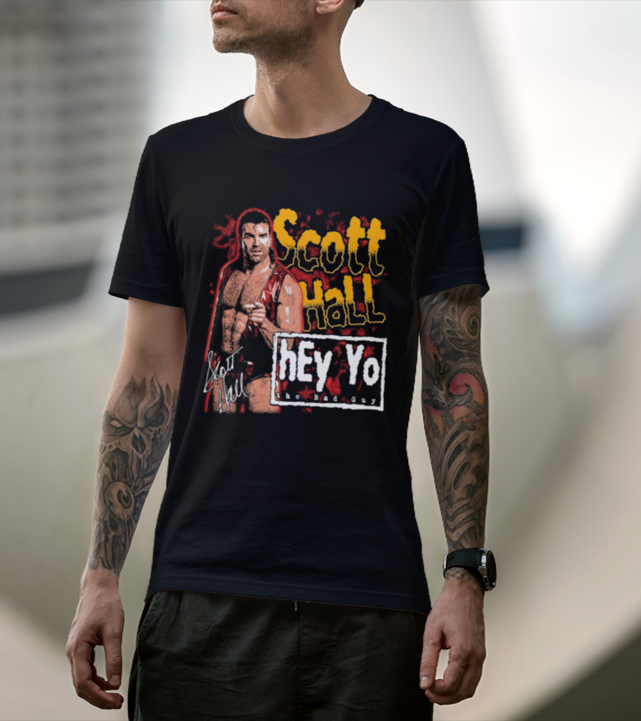 Scott Hall Hey Yo The Bad Guy Wrestling Legend WCW T-Shirt