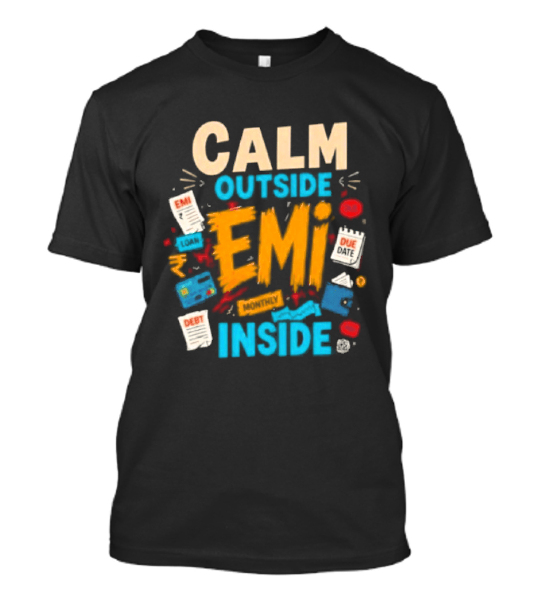 Calm Outside Anxiety Surrounding EMI Monthly Payments Inside T-Shirt