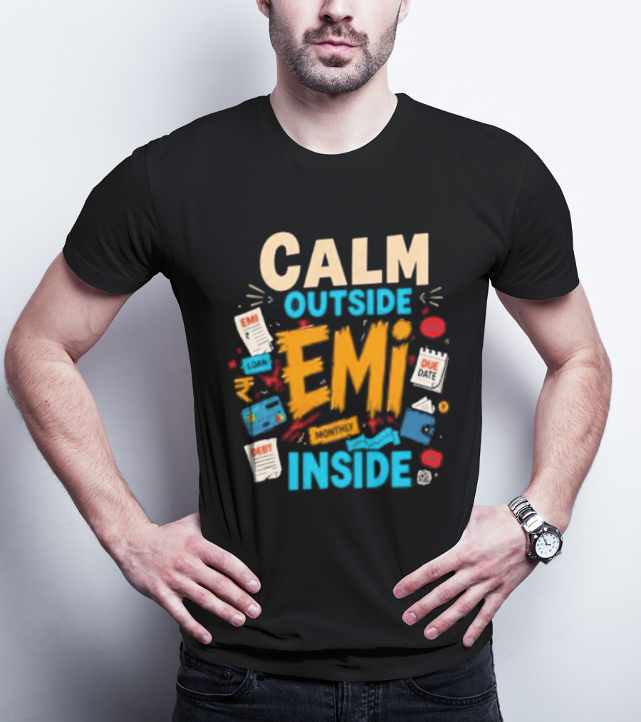 Calm Outside Anxiety Surrounding EMI Monthly Payments Inside T-Shirt