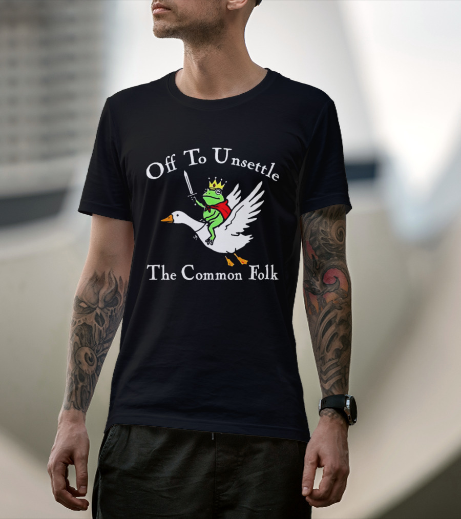 Off To Unsettle The Common Folk Frog King Riding Goose T-Shirt