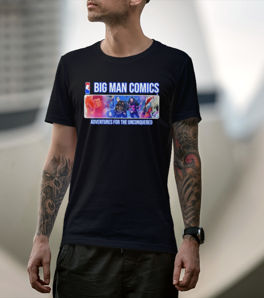 Big Man Comics Adventures For The Unconquered Dean Cain Action Heroes T-Shirt