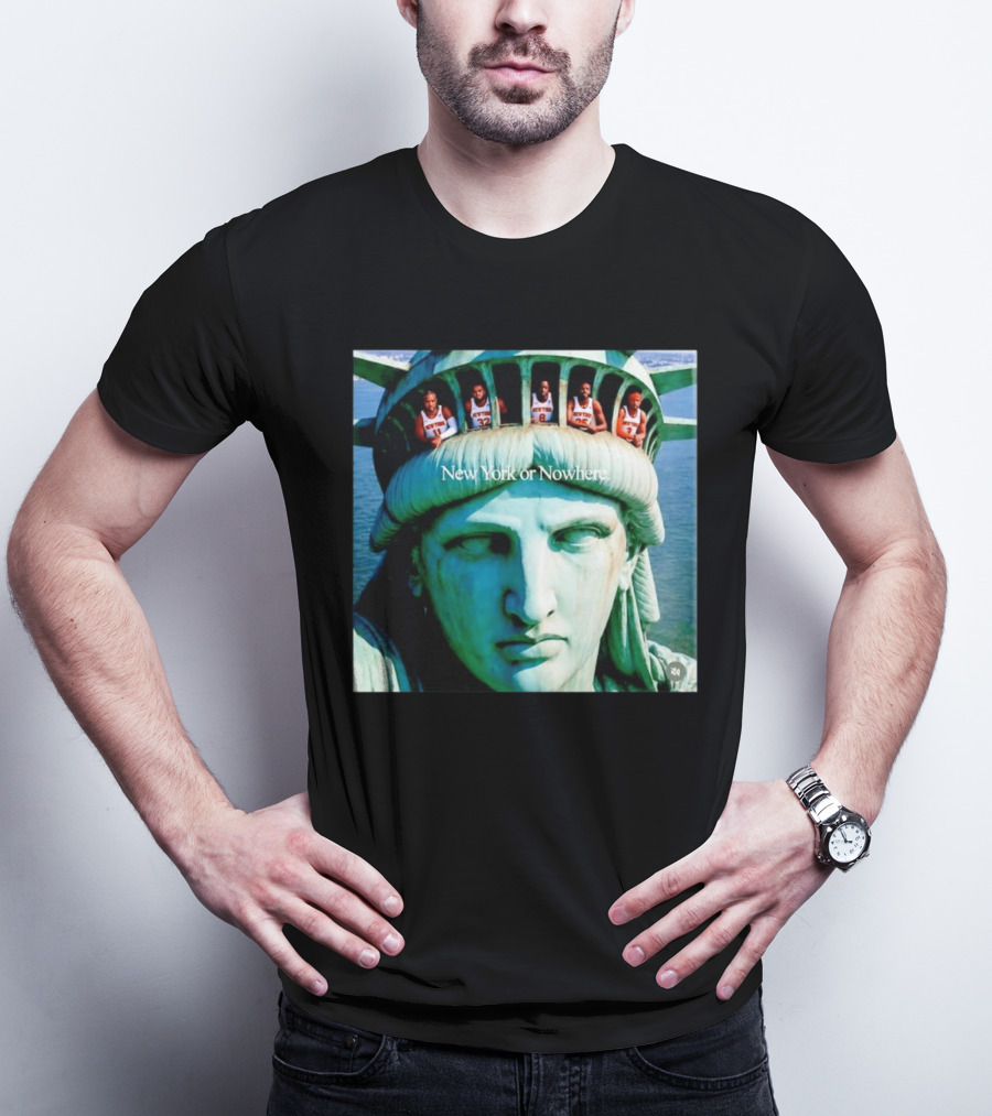 New York Knicks Jalen Brunson Karl Anthony Towns OG Anunoby Mikal Bridges Josh Hart Statue Of Liberty New York Or Nowhere T-Shirt