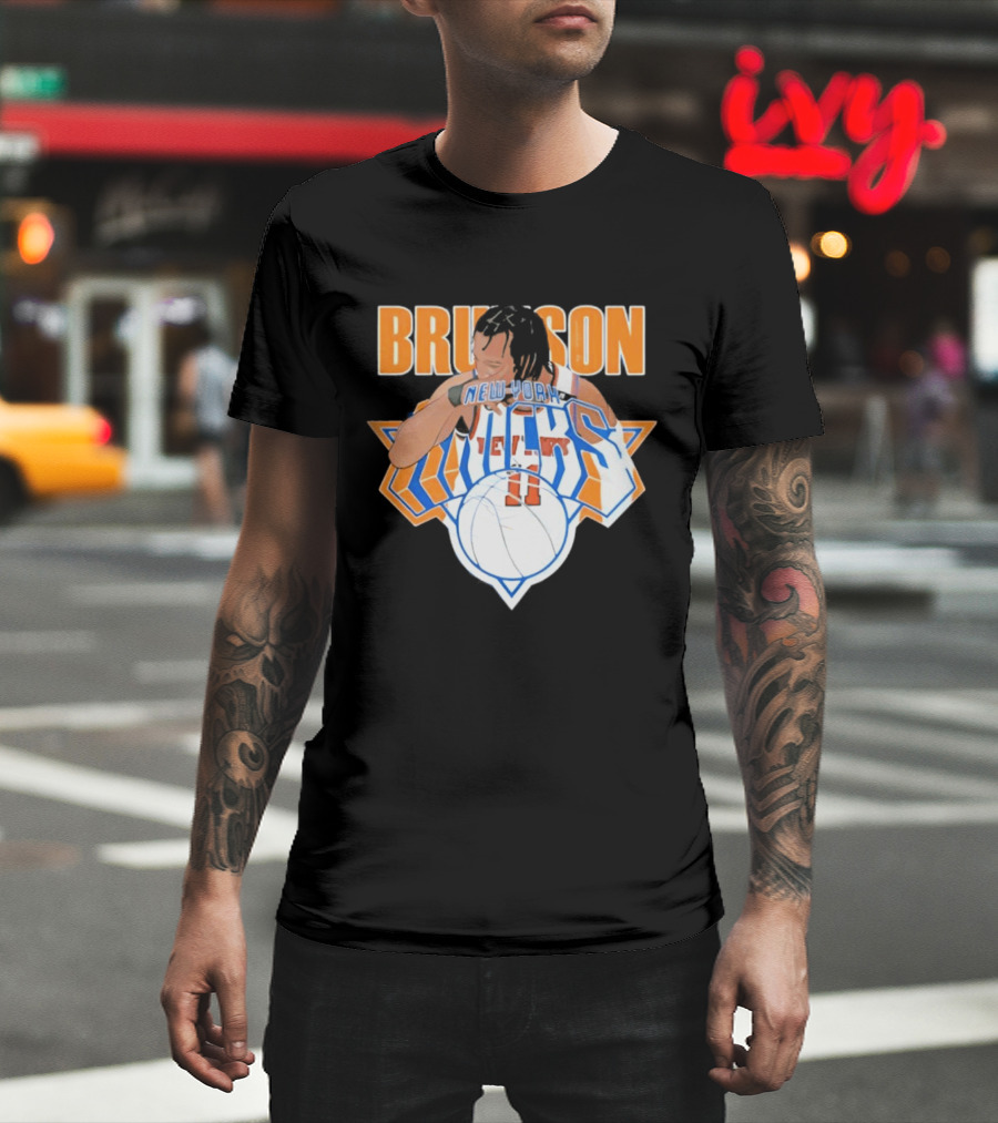 Jalen Brunson New York Knicks 11 Caricature Basketball T-Shirt