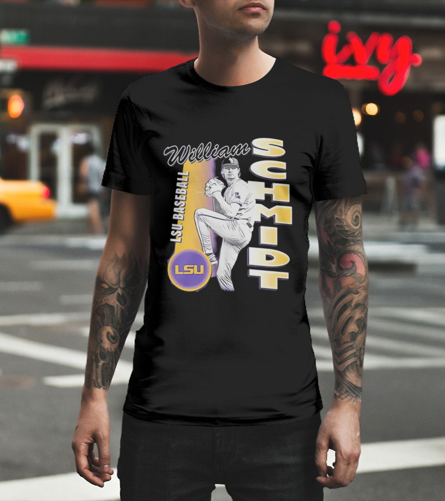 LSU Baseball William Schmidt Pitching Pose T-Shirt