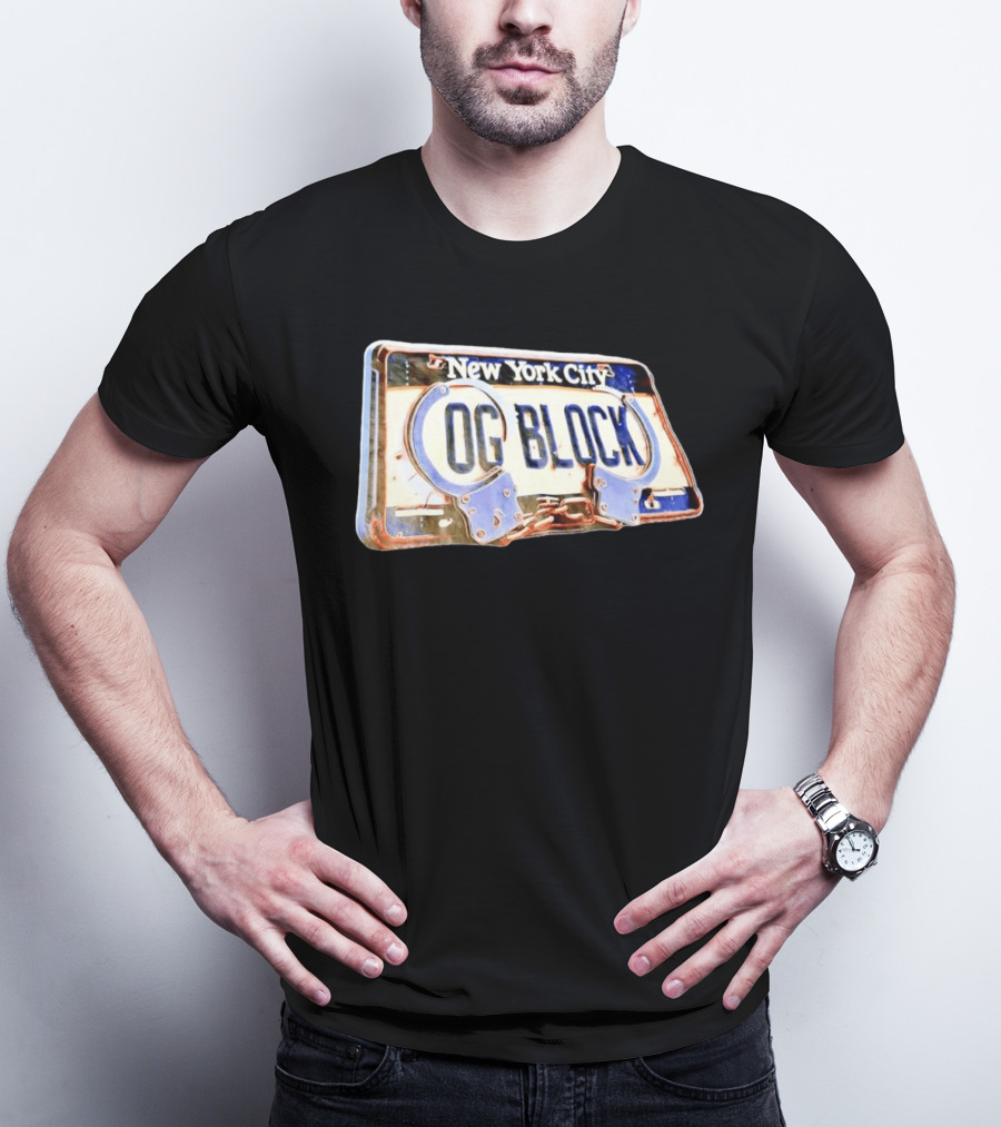 New York City OG Block License Plate Handcuffs T-Shirt