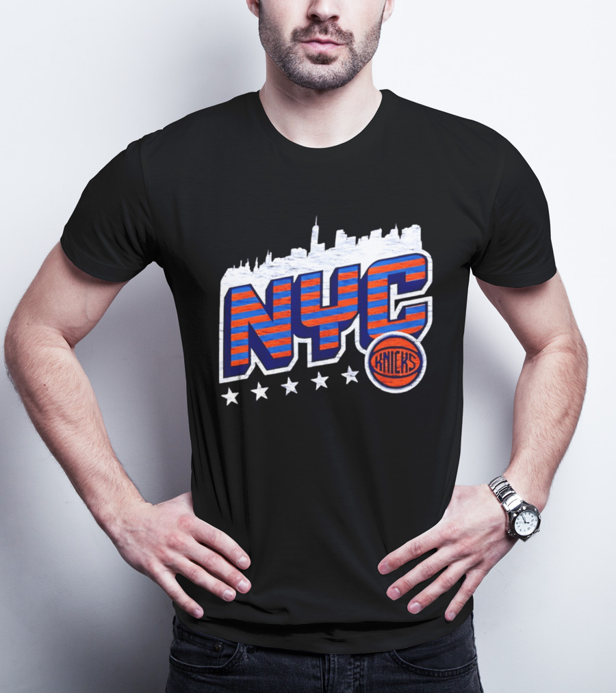 NYC Knicks Skyline Stars Basketball Fan Gear T-Shirt