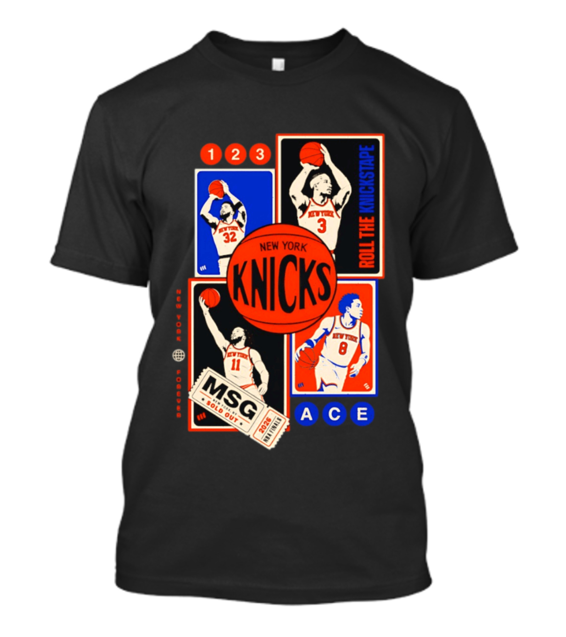 New York Knicks Roll The Knickstape MSG Ace 123 T-Shirt