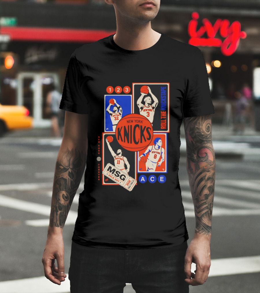 New York Knicks Roll The Knickstape MSG Ace 123 T-Shirt