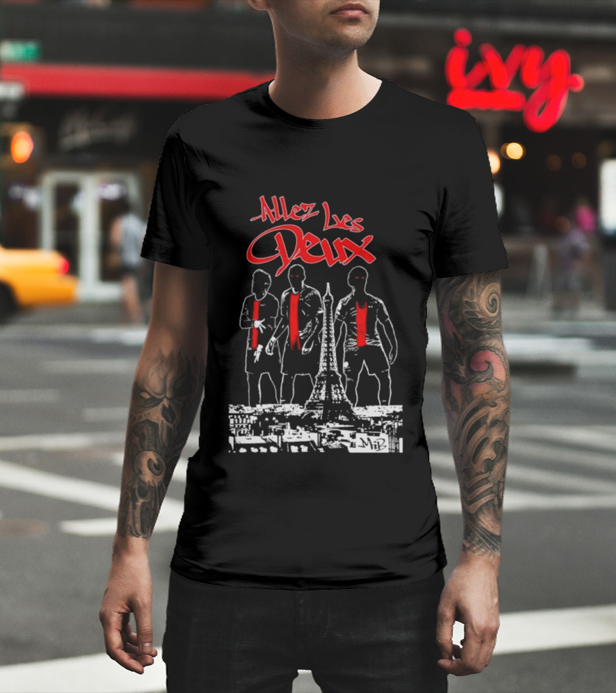 Allez Les Deux Neymar Lionel Messi Kylian Mbappe Paris Saint Germain T-Shirt