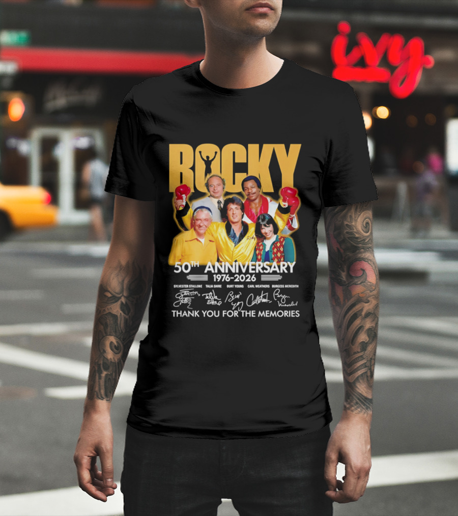 Rocky 50th Anniversary 1976 2026 Thank You For The Memories Celebrating Iconic Movie Legends T-Shirt