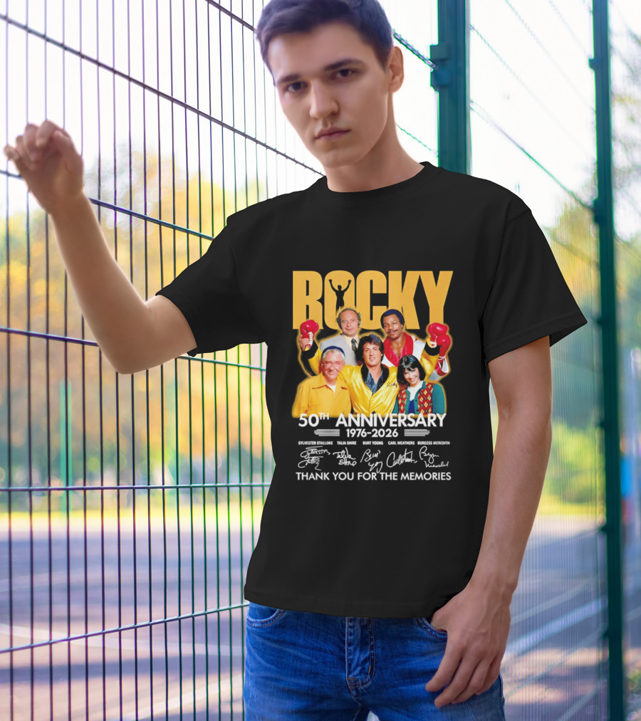 Rocky 50th Anniversary 1976 2026 Thank You For The Memories Celebrating Iconic Movie Legends T-Shirt