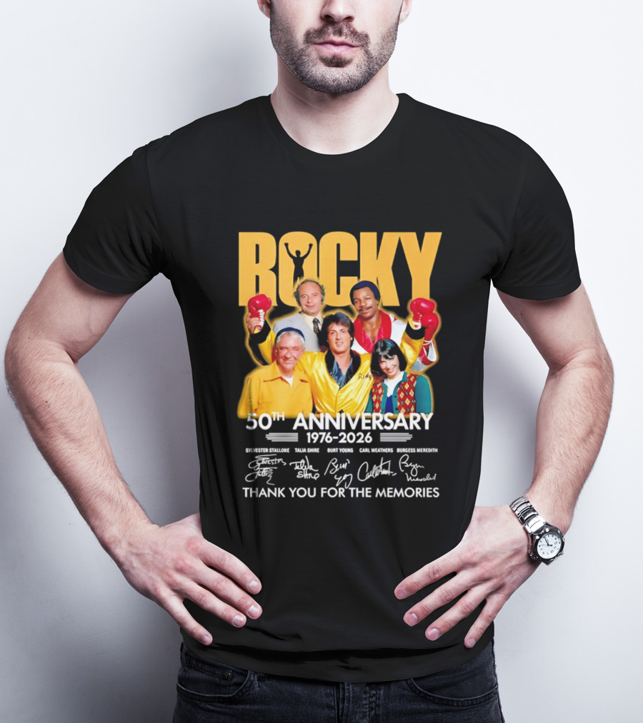 Rocky 50th Anniversary 1976 2026 Thank You For The Memories Celebrating Iconic Movie Legends T-Shirt