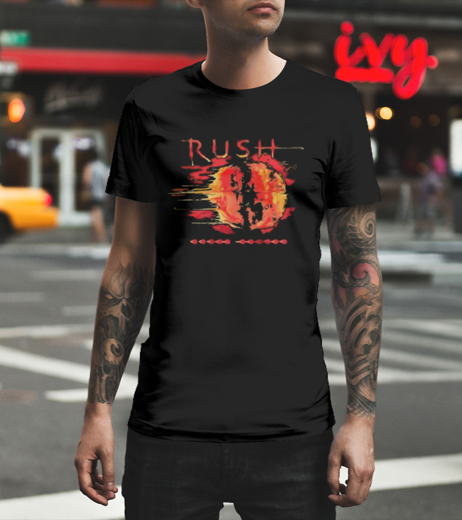Rush Vapor Trails 2002 Tour Red And Orange Abstract Brushstroke T-Shirt