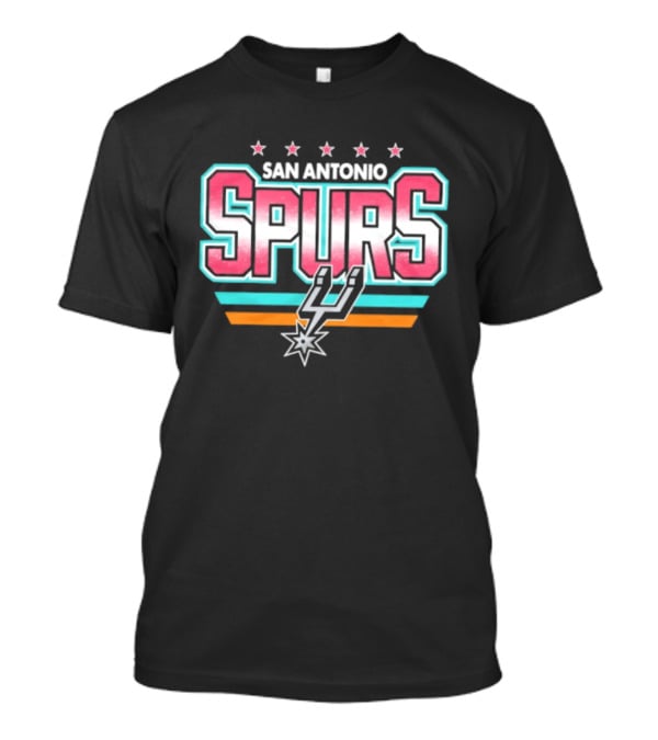 San Antonio Spurs Stars And Stripes Retro Logo With Pastel T-Shirt