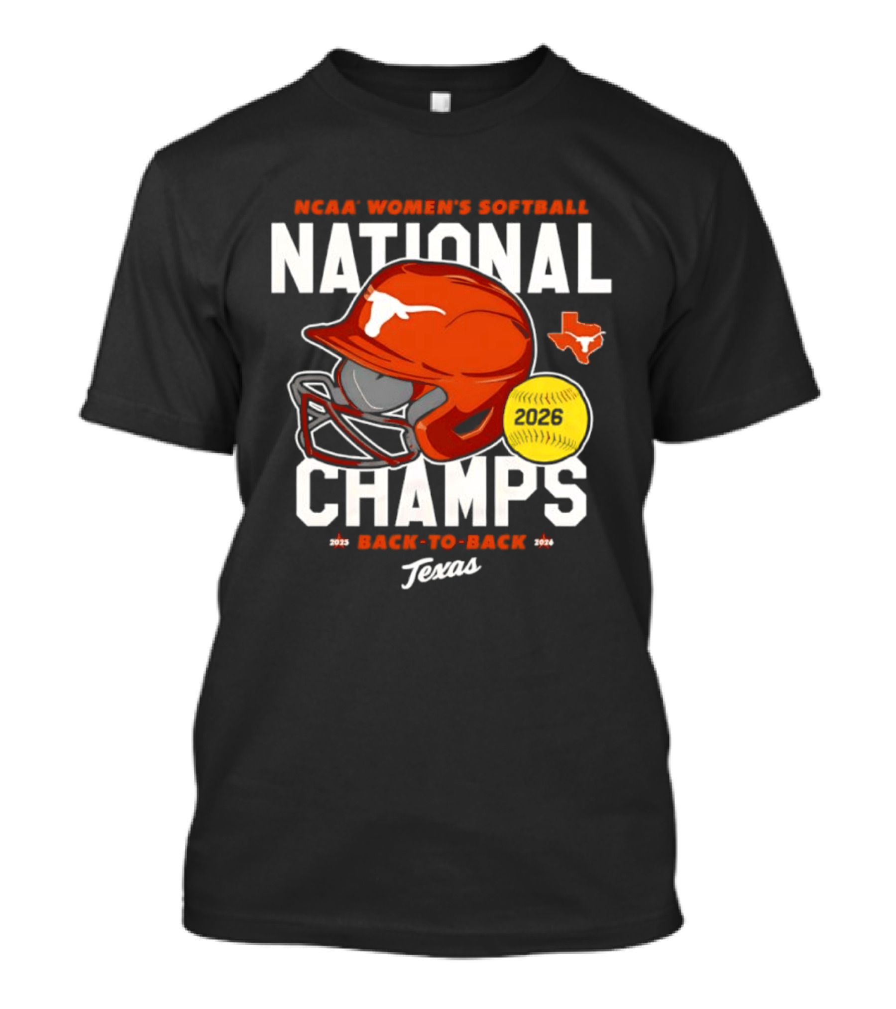 NCAA Women's Softball National Champs 2026 Back To Back Texas Longhorns T-Shirt