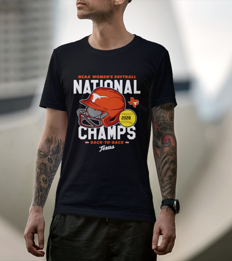 NCAA Women's Softball National Champs 2026 Back To Back Texas Longhorns T-Shirt