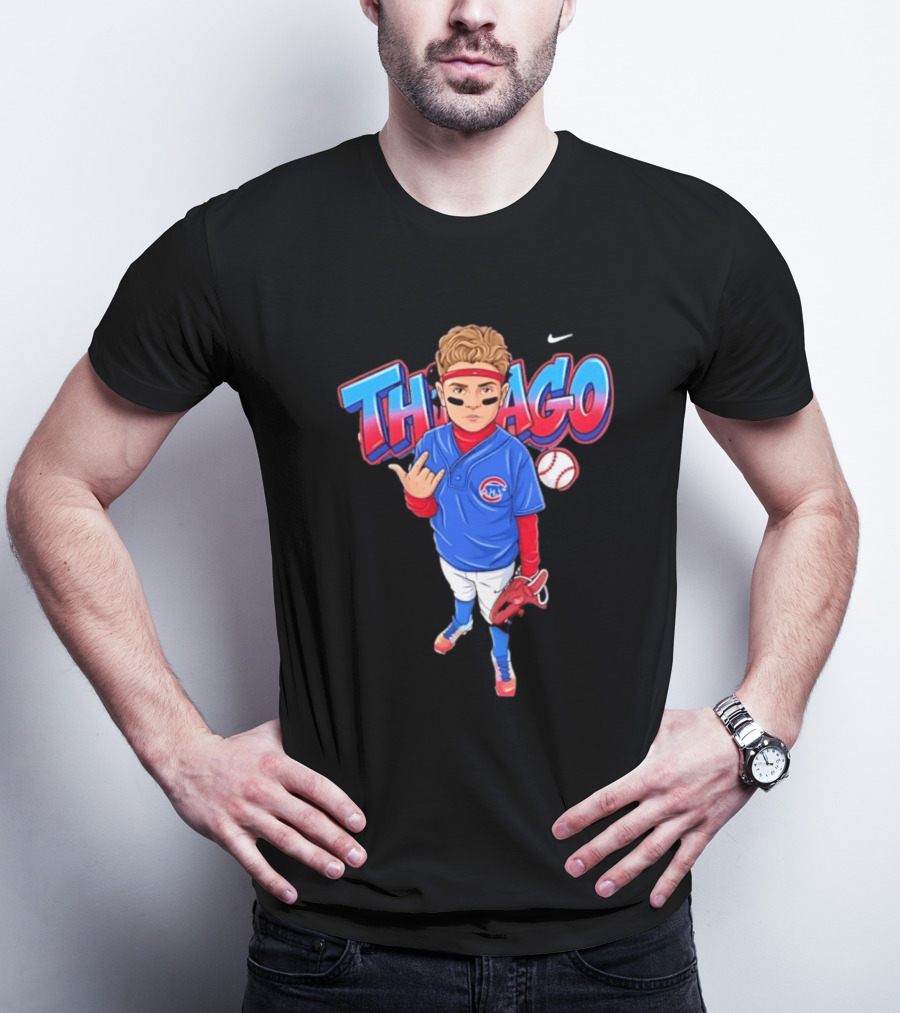 Thiago Chicago Cubs Baseball Cartoon Player Nike T-Shirt
