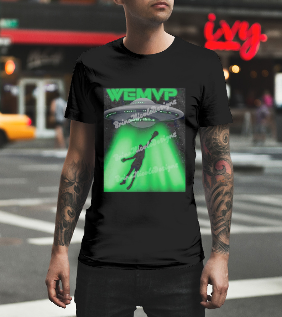 WEMVP Victor Wembanyama UFO Alien Abduction Basketball Player T-Shirt