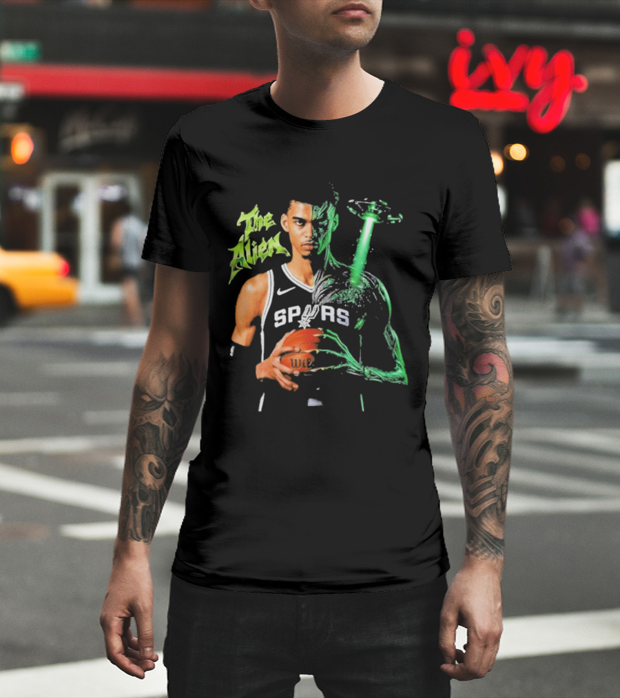 Wembanyama Spurs The Alien UFO NBA Player T-Shirt