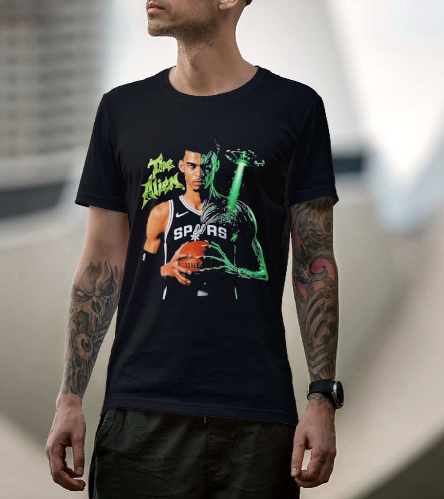 Wembanyama Spurs The Alien UFO NBA Player T-Shirt