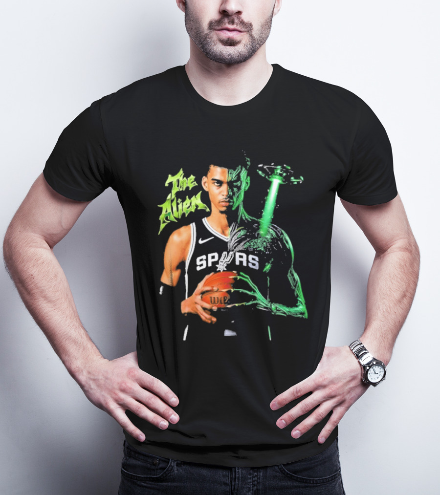 Wembanyama Spurs The Alien UFO NBA Player T-Shirt