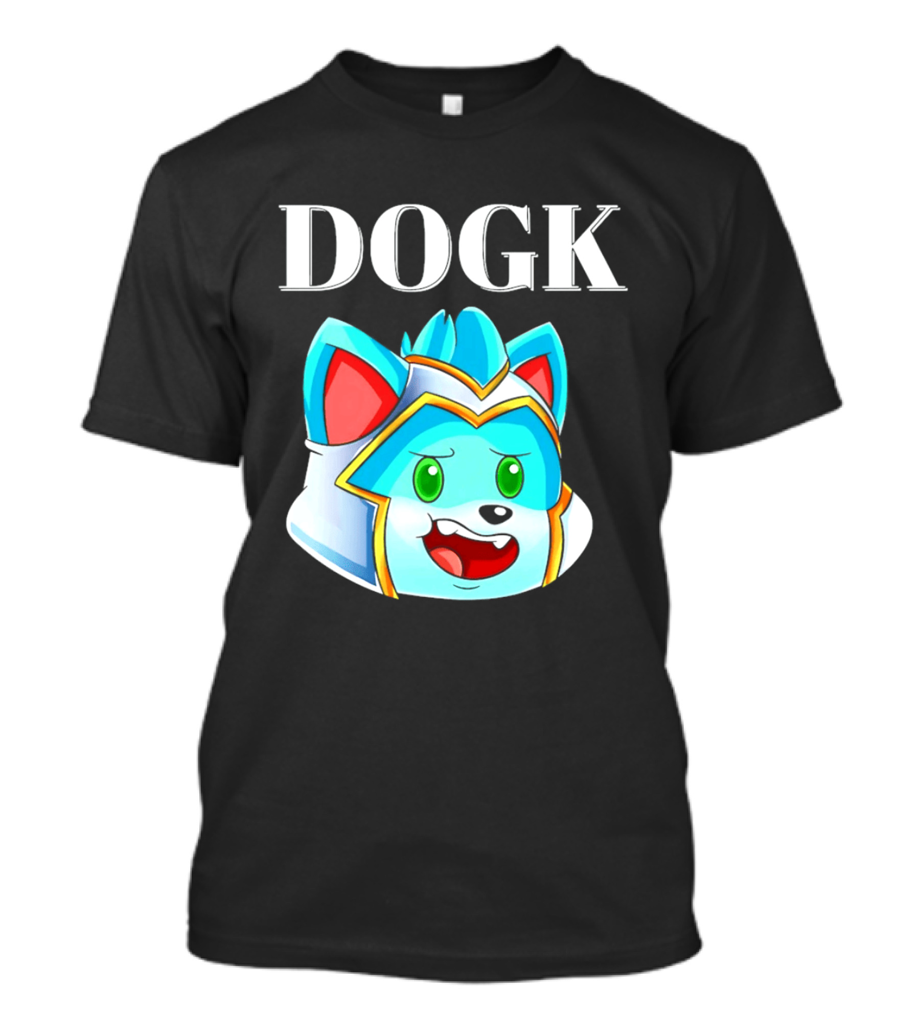 DOGK Cute Cartoon Character Blue Dog Head T-Shirt