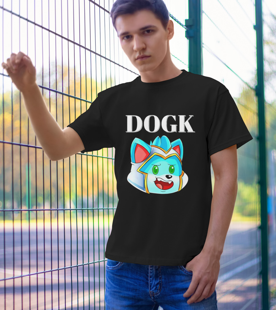 DOGK Cute Cartoon Character Blue Dog Head T-Shirt