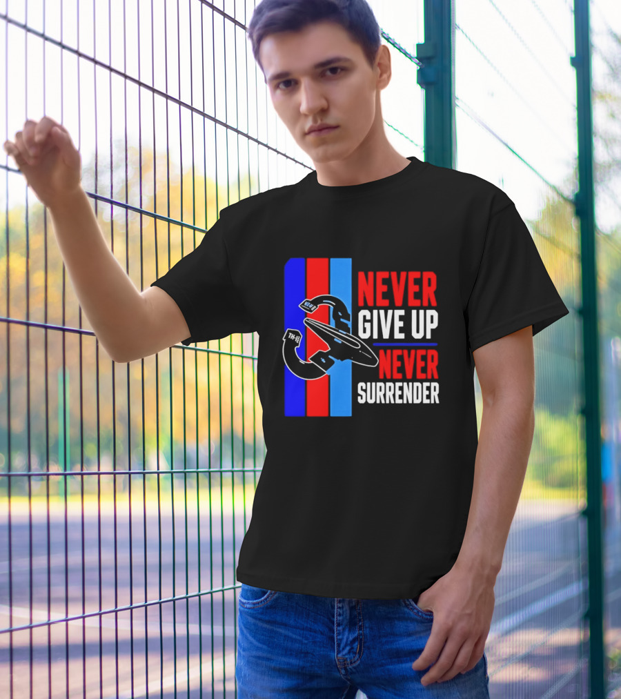 Galaxy Quest Never Give Up Never Surrender NSEA Protector Starship T-Shirt