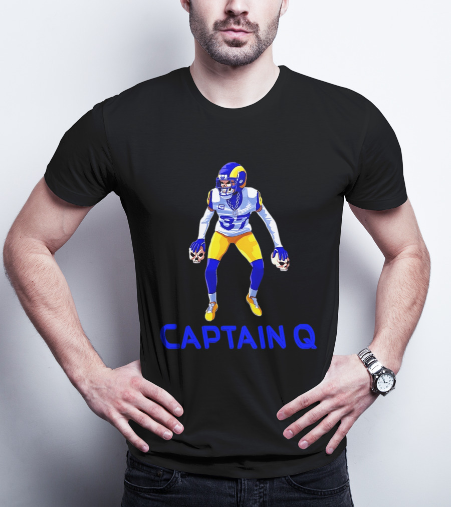 Captain Q Los Angeles Rams Number 37 Skull Hands T-Shirt