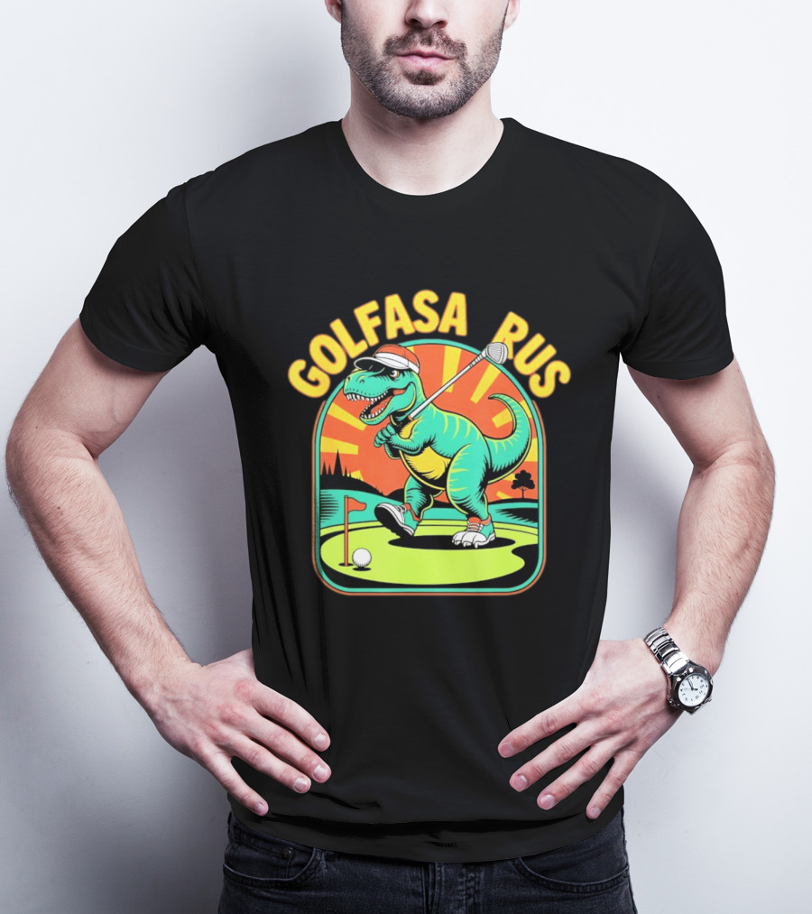 Golfasaurus Rex Dinosaur Golfer On The Course T-Shirt