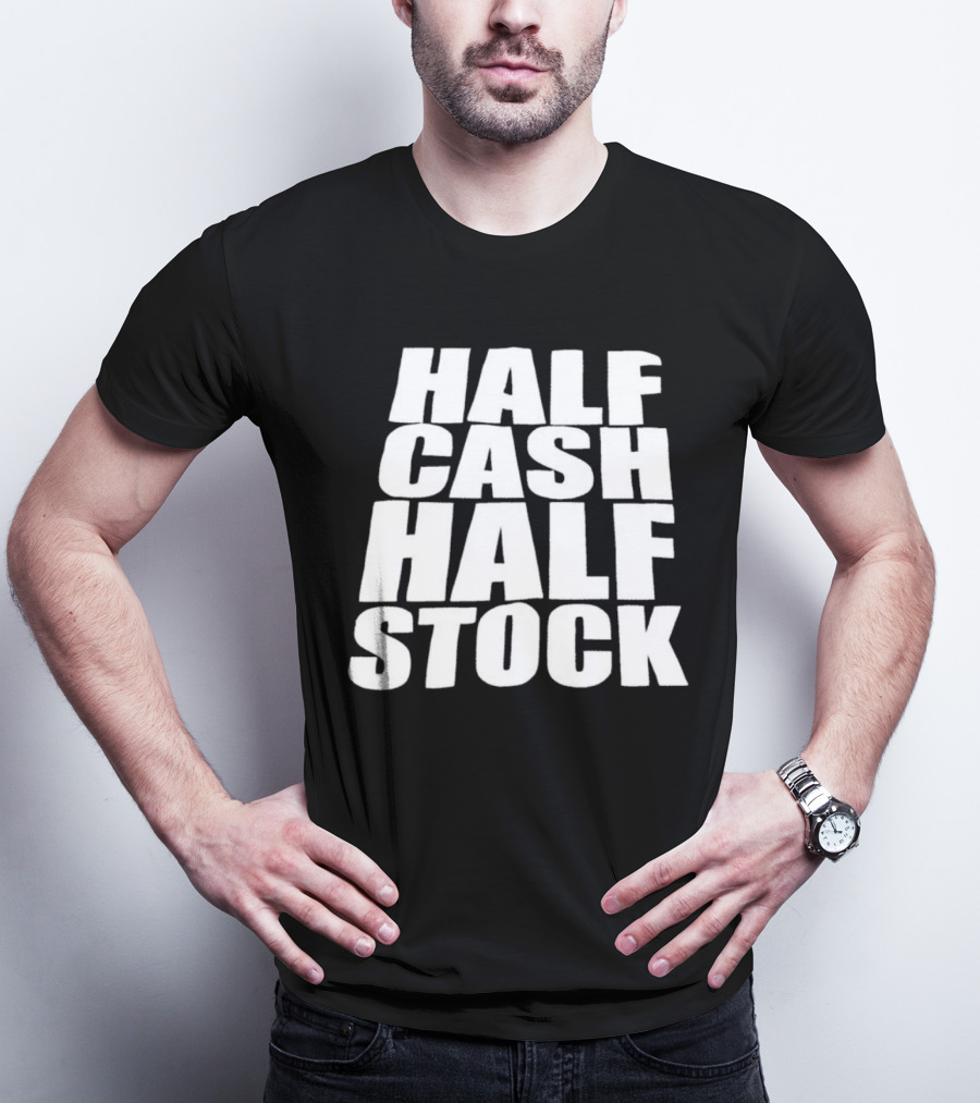 Half Cash Half Stock Bold White T-Shirt