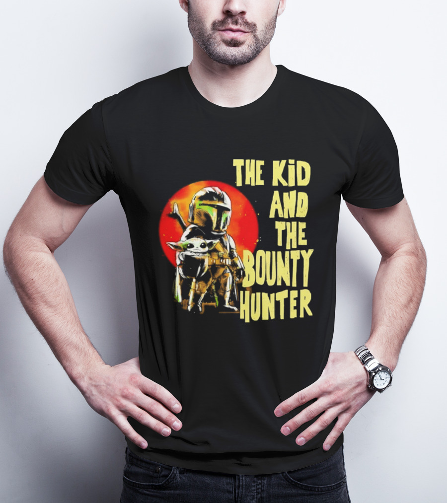 The Kid And The Bounty Hunter Grogu Din Djarin Star Wars Mandalorian Red Circle T-Shirt