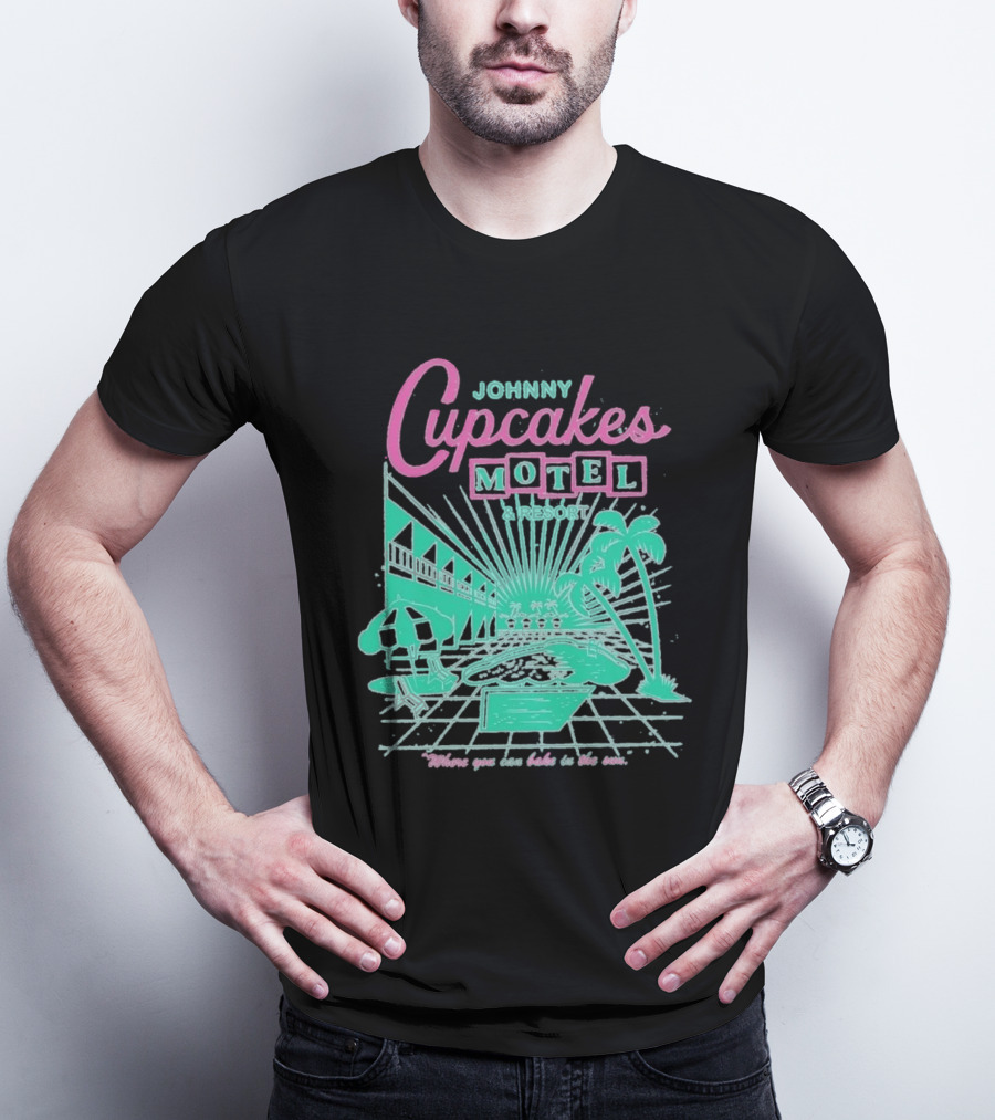 Johnny Cupcakes Motel Retro Resort Poolside Vibes Bake In The Sun Experience T-Shirt