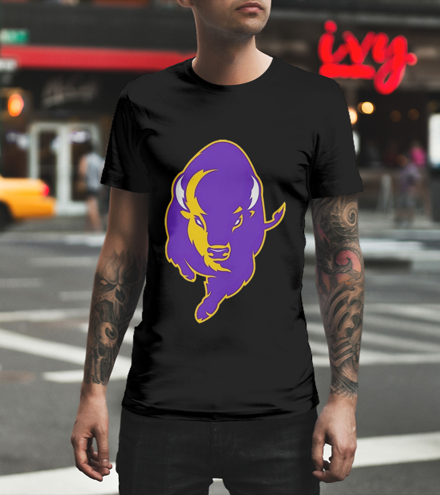Lipscomb Bisons Purple And Yellow Charging Bison T-Shirt
