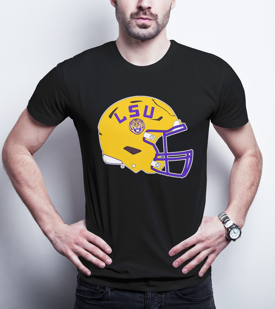 LSU Tigers Football Helmet Yellow Purple Team T-Shirt