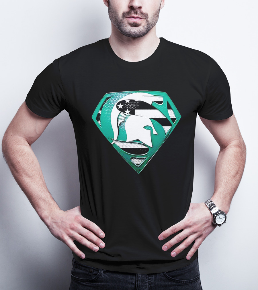 Michigan State Spartans Superman American Flag T-Shirt