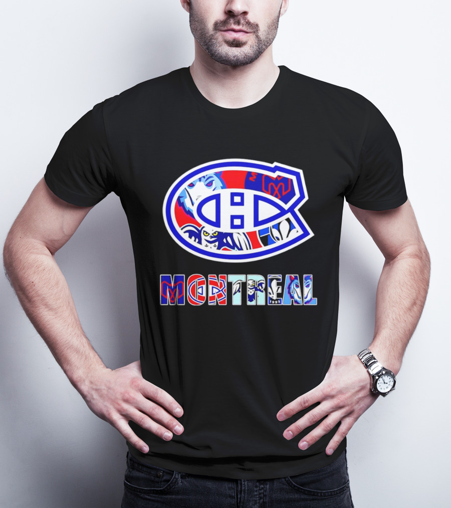 Montreal Canadiens And Sports Teams Emblem Montage T-Shirt