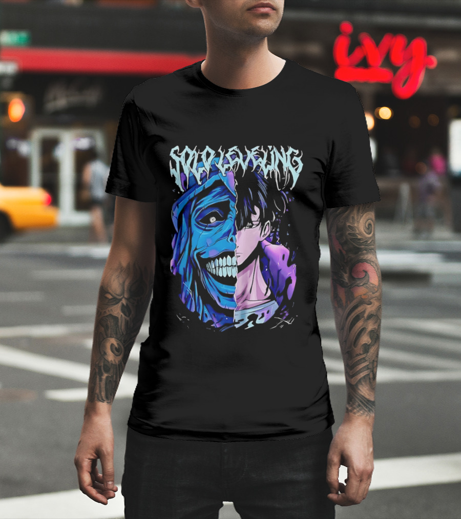 Solo Leveling Split Face Cotton Anime T-Shirt