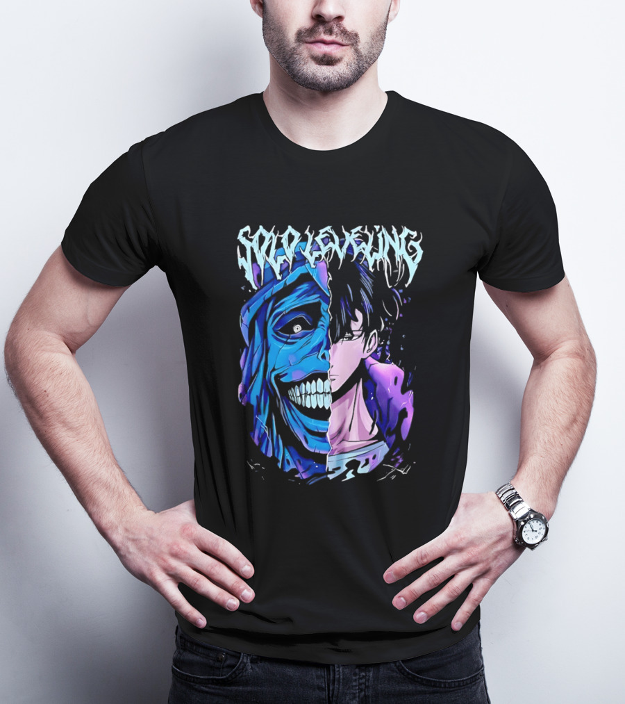 Solo Leveling Split Face Cotton Anime T-Shirt