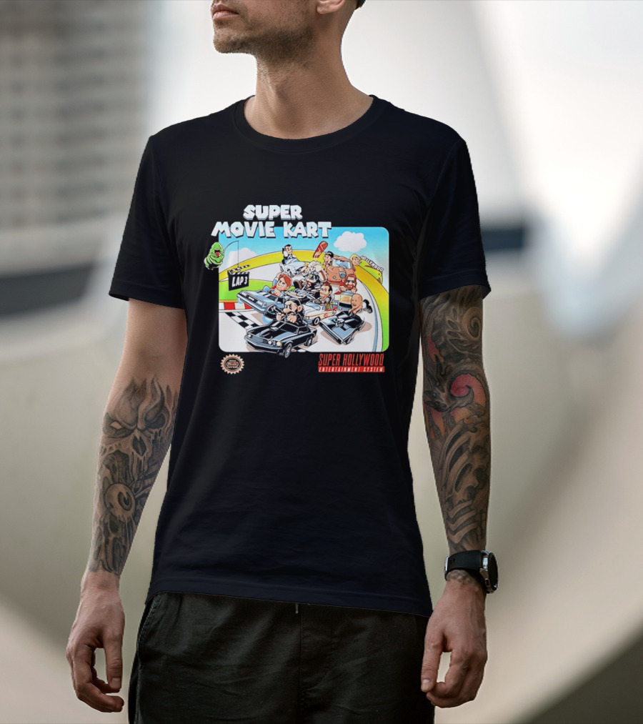 Super Movie Kart Super Hollywood Entertainment System John Wick Back To The Future Ghostbusters Mad Max Rocky T-Shirt