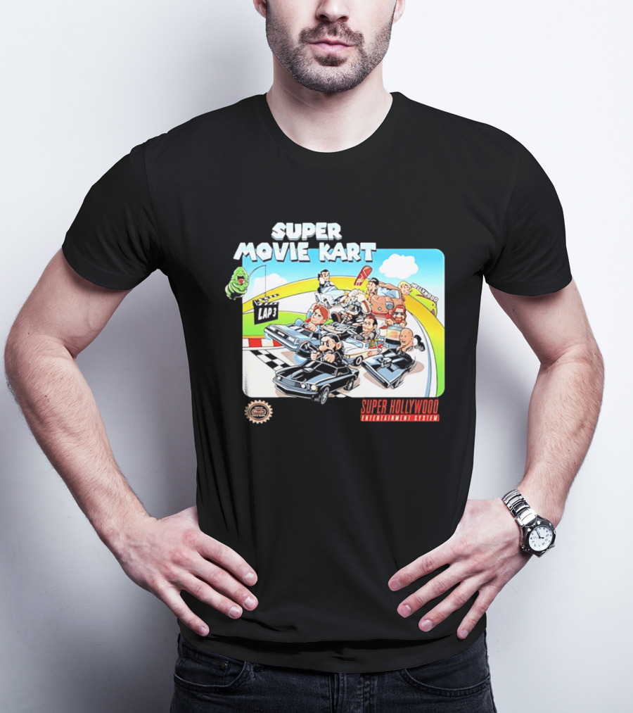 Super Movie Kart Super Hollywood Entertainment System John Wick Back To The Future Ghostbusters Mad Max Rocky T-Shirt