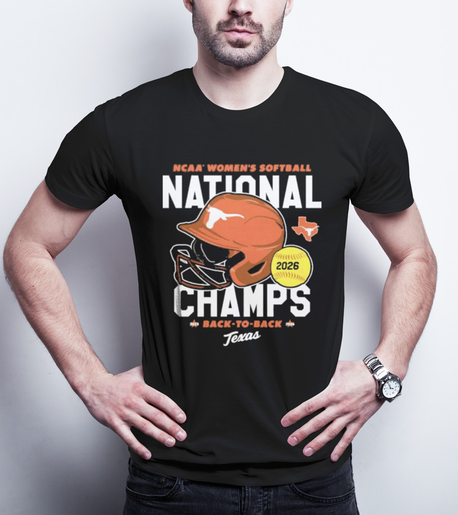 Texas Longhorns 2026 NCAA Women's Softball National Champs Back To Back Team T-Shirt