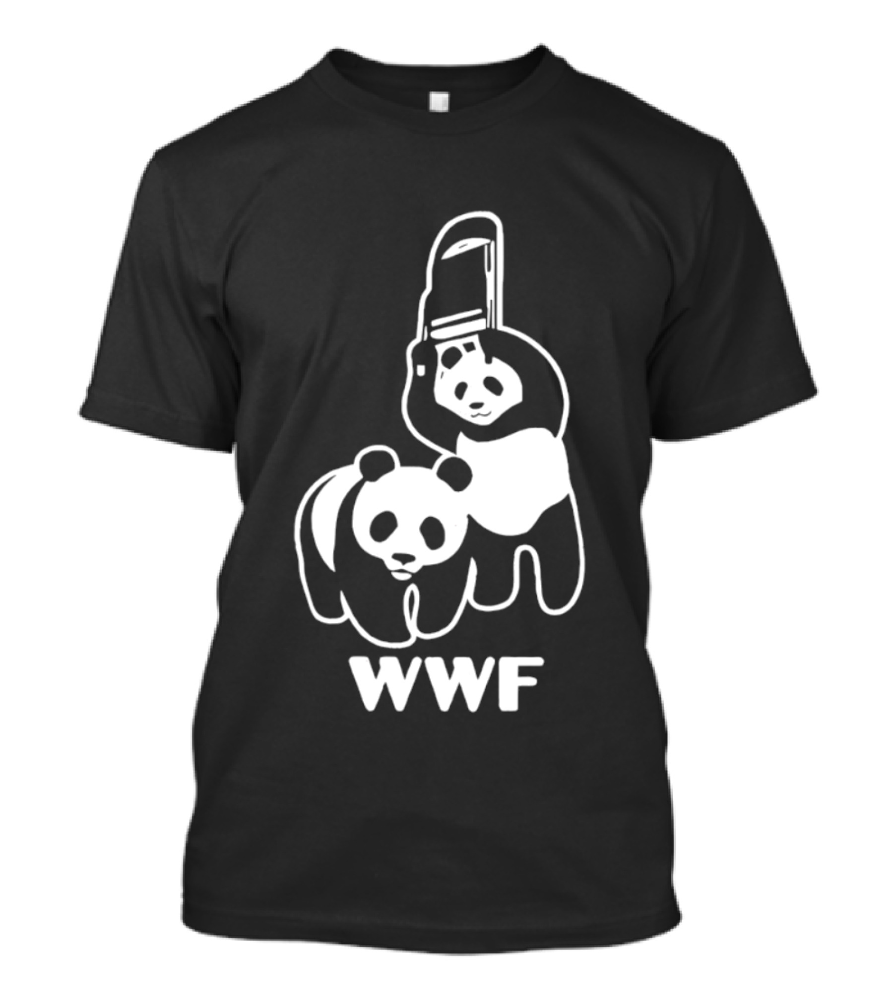 WWF Panda Chainsaw Wildlife Conservation Activist Black T-Shirt