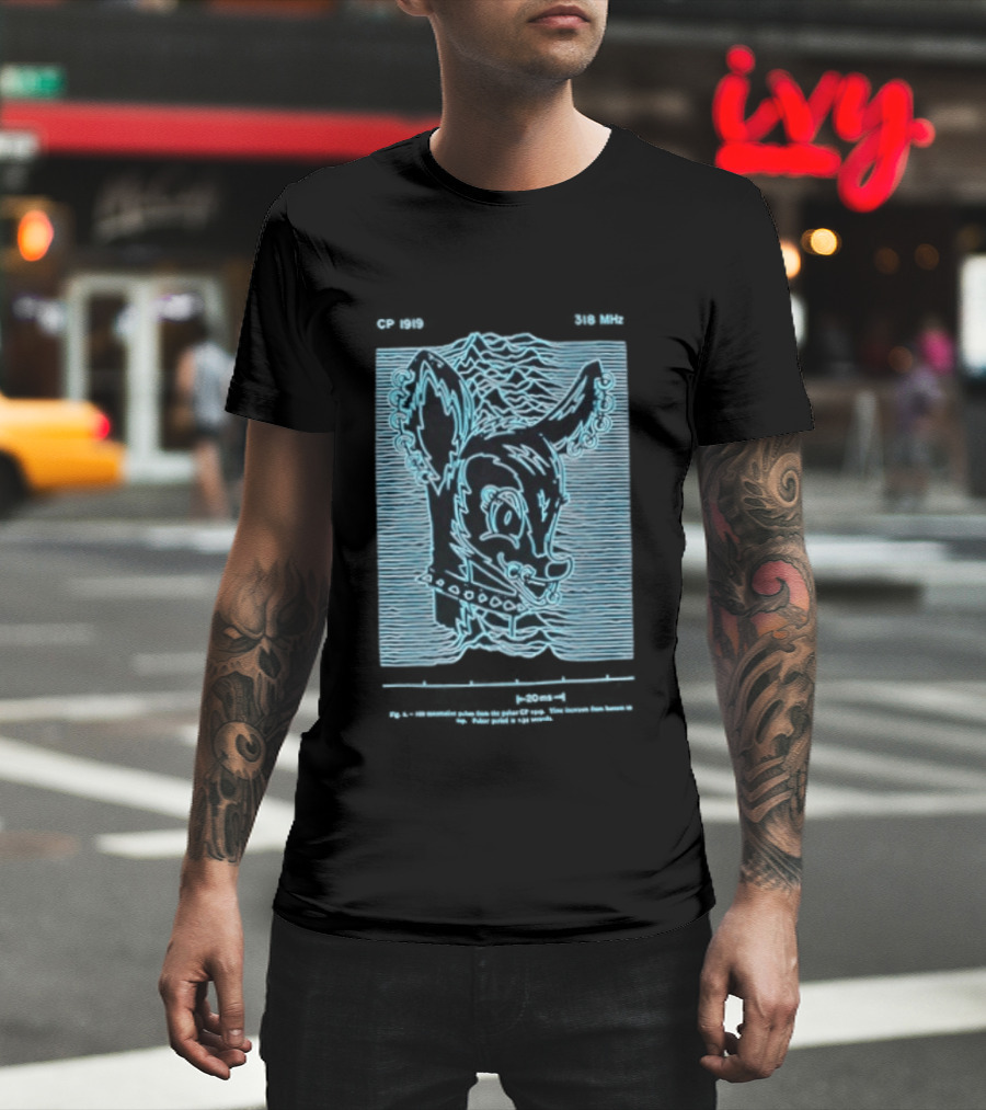 Allaround Risk CP 1919 318 MHz Blue Neon Reindeer Ears And Collar T-Shirt