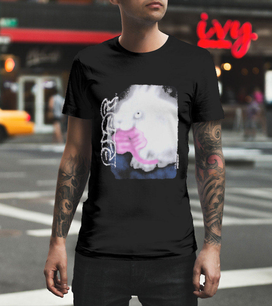 Flatspot Polar Rabbit With Pink Ribbon T-Shirt