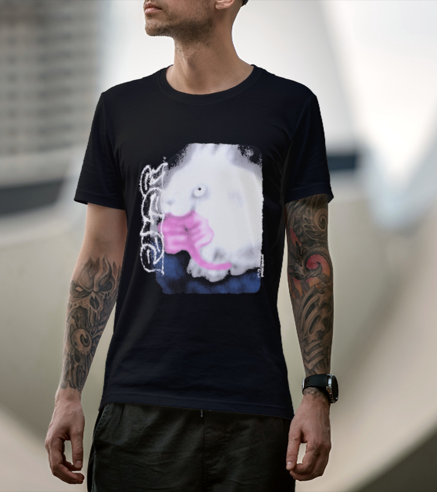 Flatspot Polar Rabbit With Pink Ribbon T-Shirt