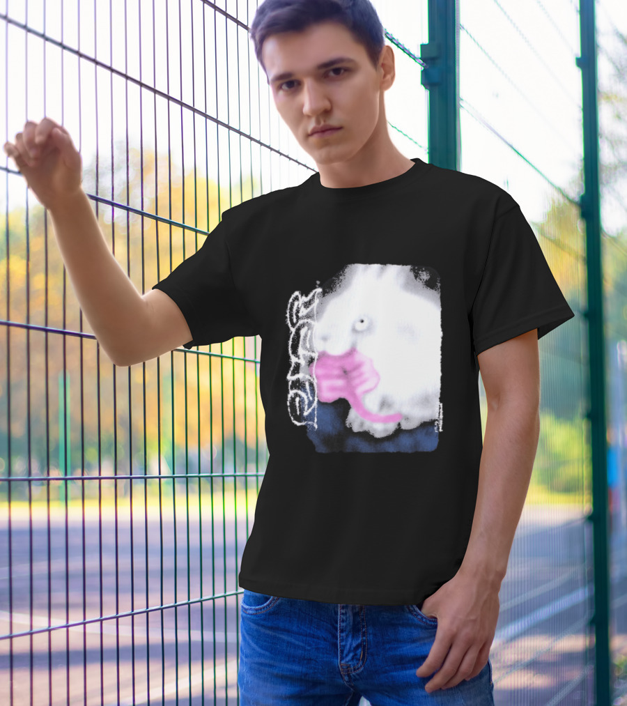 Flatspot Polar Rabbit With Pink Ribbon T-Shirt